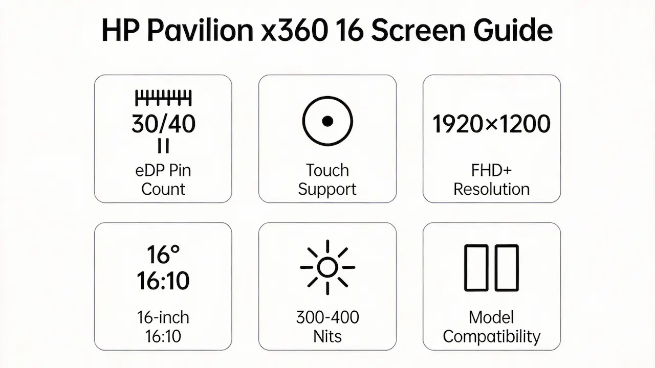 HP Pavilion x360 16 Screen Replacement Guide Panel Specs